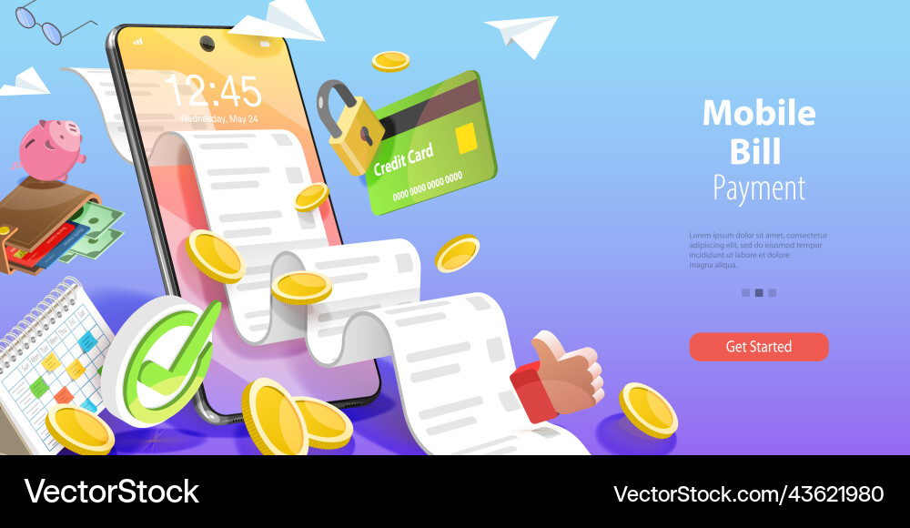 3d conceptual of mobile bill Royalty Free Vector Image