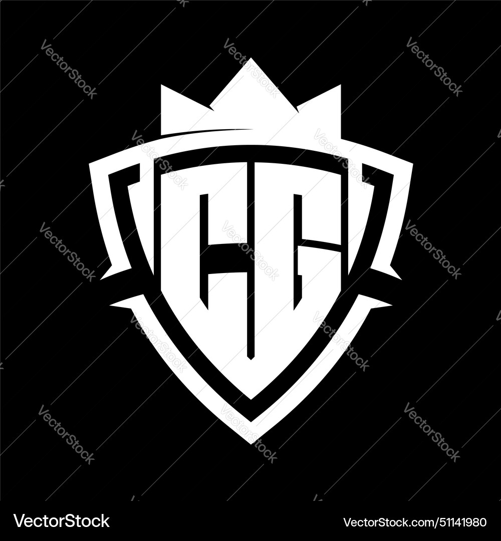 Cg letter monogram with triangle curve shield Vector Image