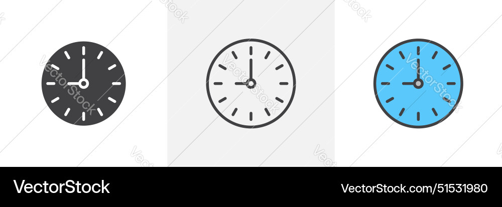 Clock icon set work schedule symbol deadline Vector Image