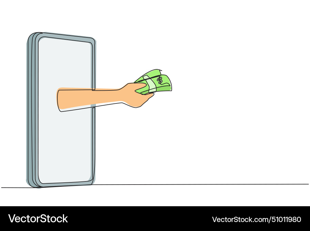 Continuous one line drawing hand comes out from Vector Image