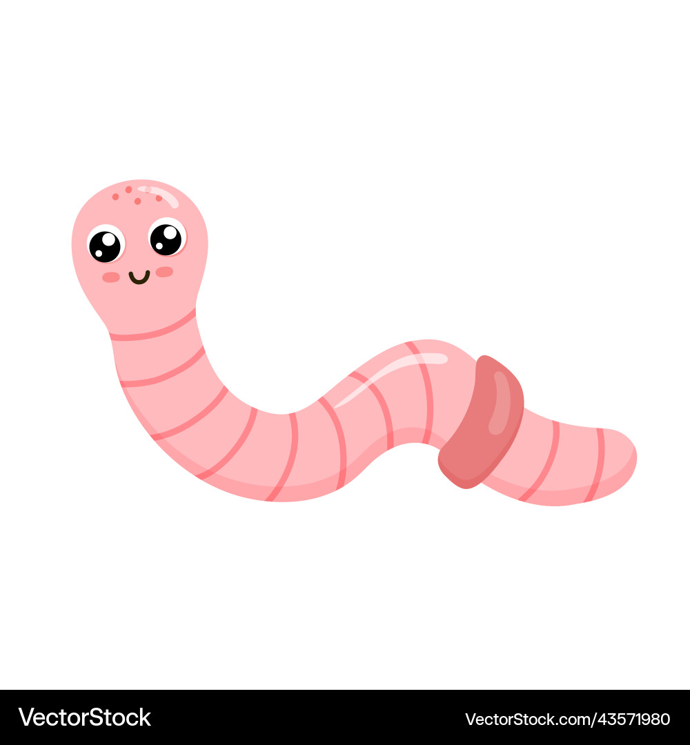 Cute smiling worm isolated on white background Vector Image