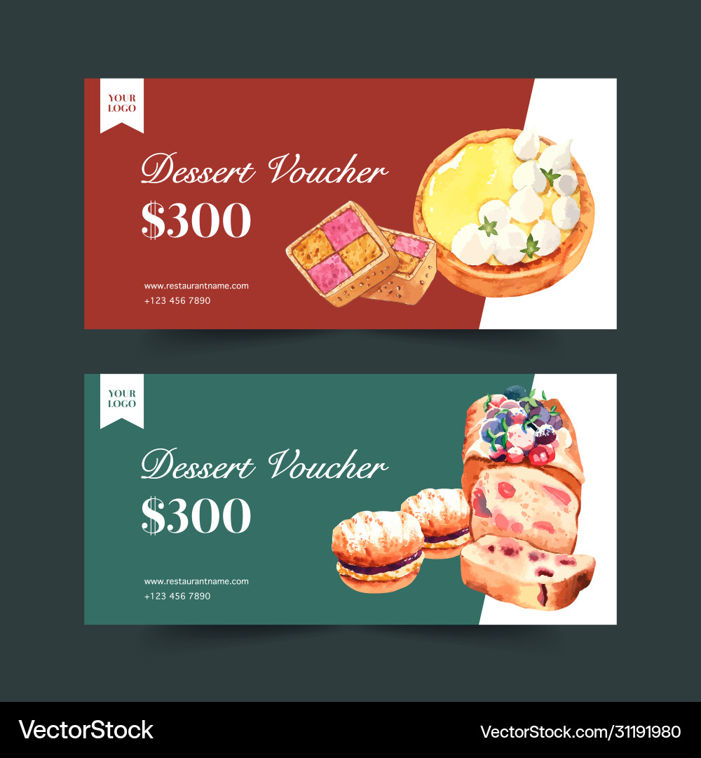Dessert voucher design with bread cookie Vector Image