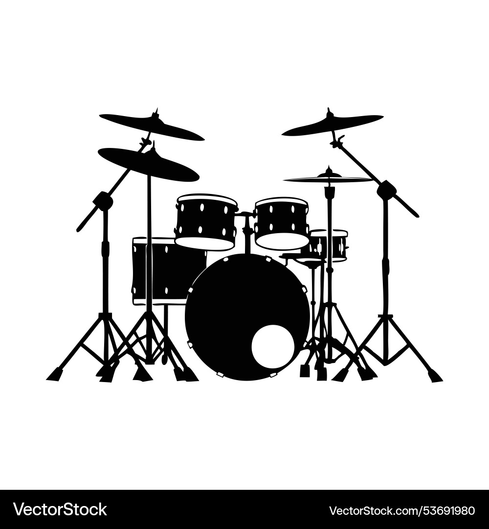 Drum kit silhouette Royalty Free Vector Image - VectorStock