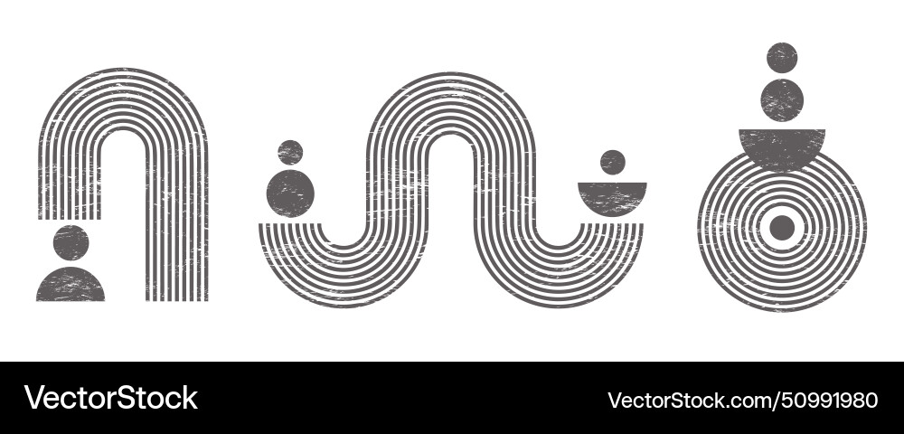 Geometric lines zen patterns abstract black Vector Image