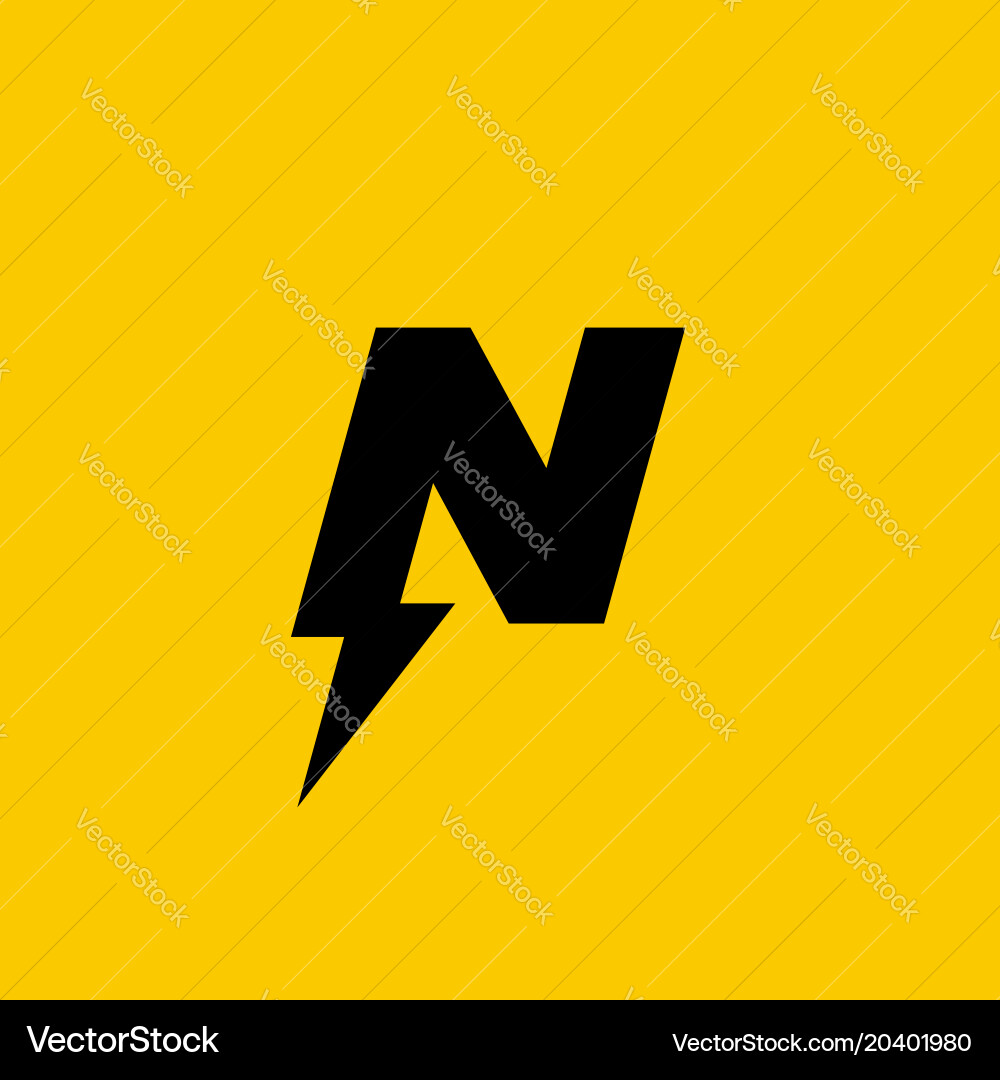 Letter n lightning logo icon design template Vector Image