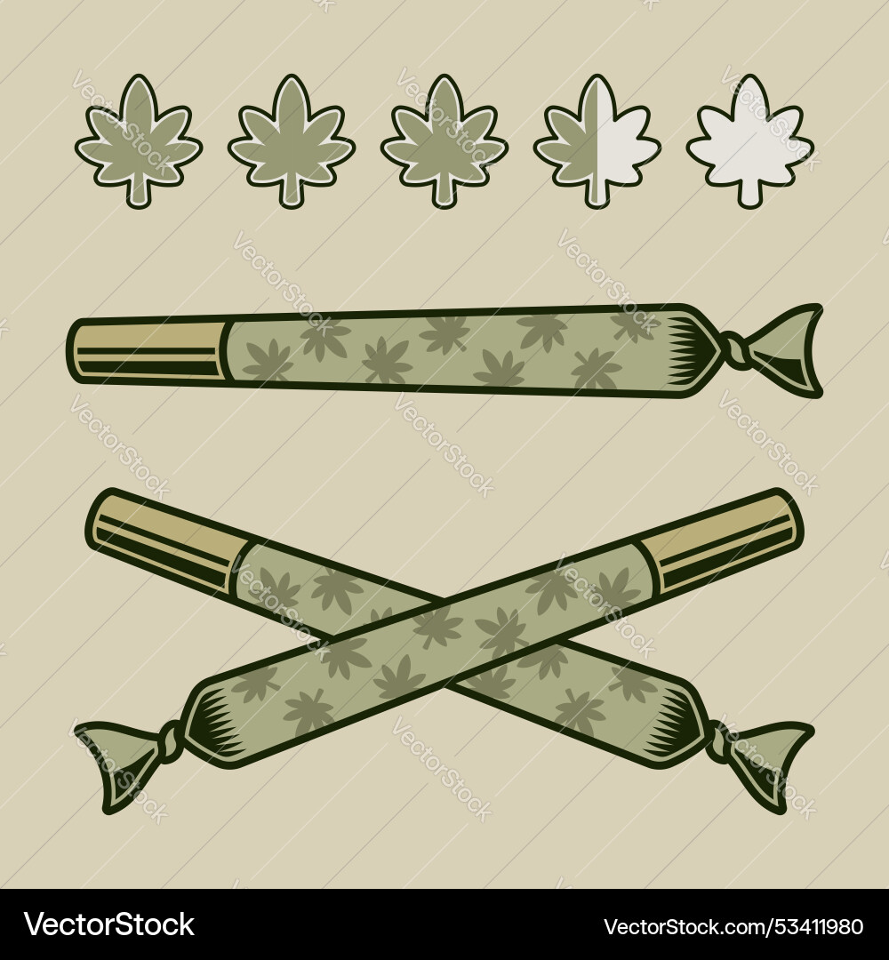 Marijuana rolled joints and levels gradation Vector Image