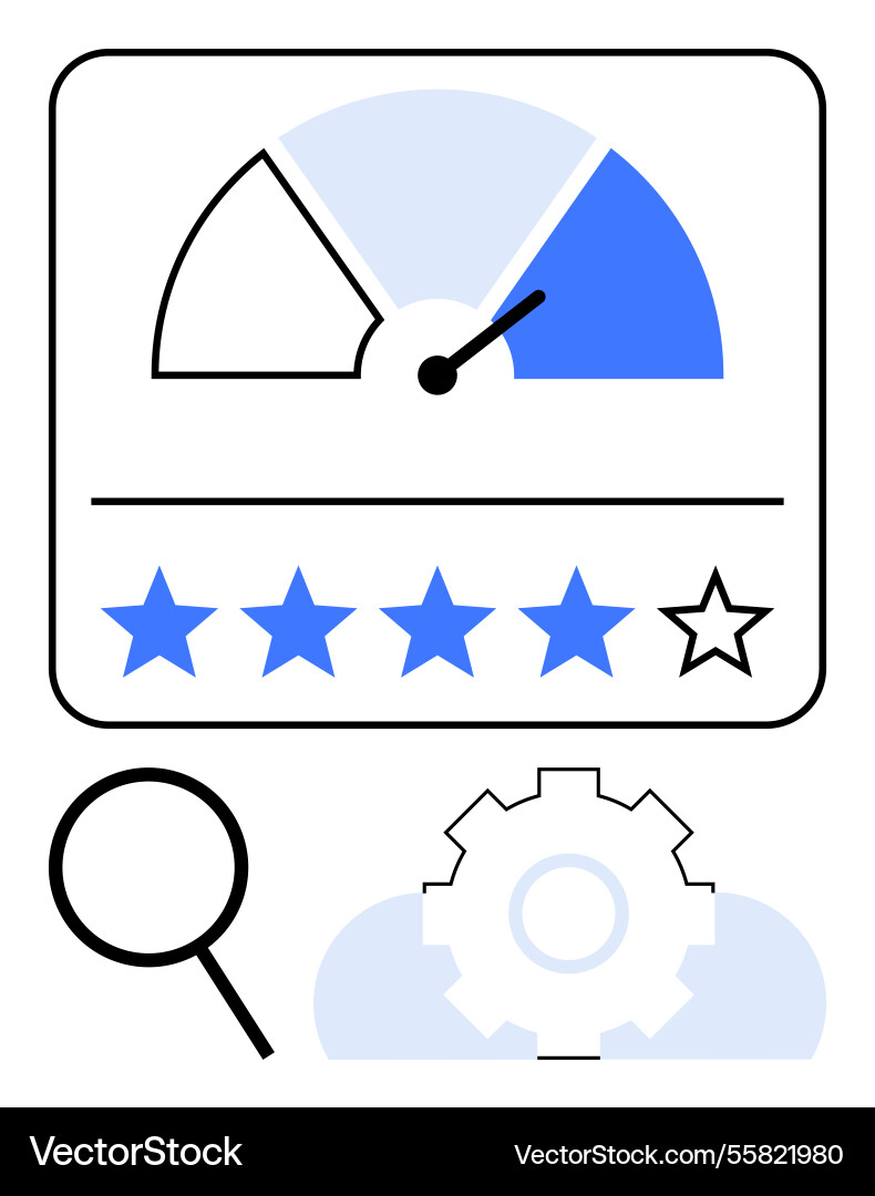 Performance gauge with ratings search Royalty Free Vector