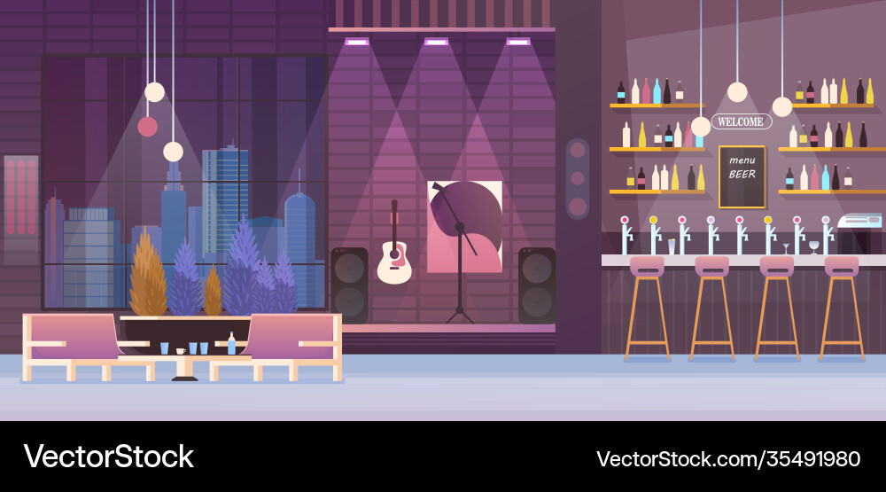 Restaurant interior cartoon Royalty Free Vector Image