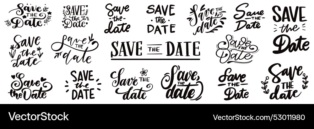 Save the date calligraphy inscription text Vector Image