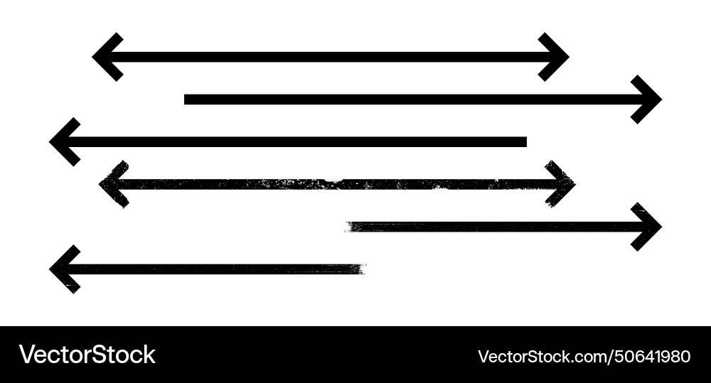 Set of thin black arrows pointing right left long Vector Image