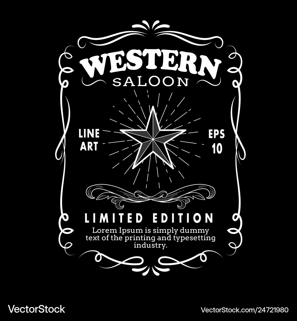 Western hand drawn frame border label retro Vector Image