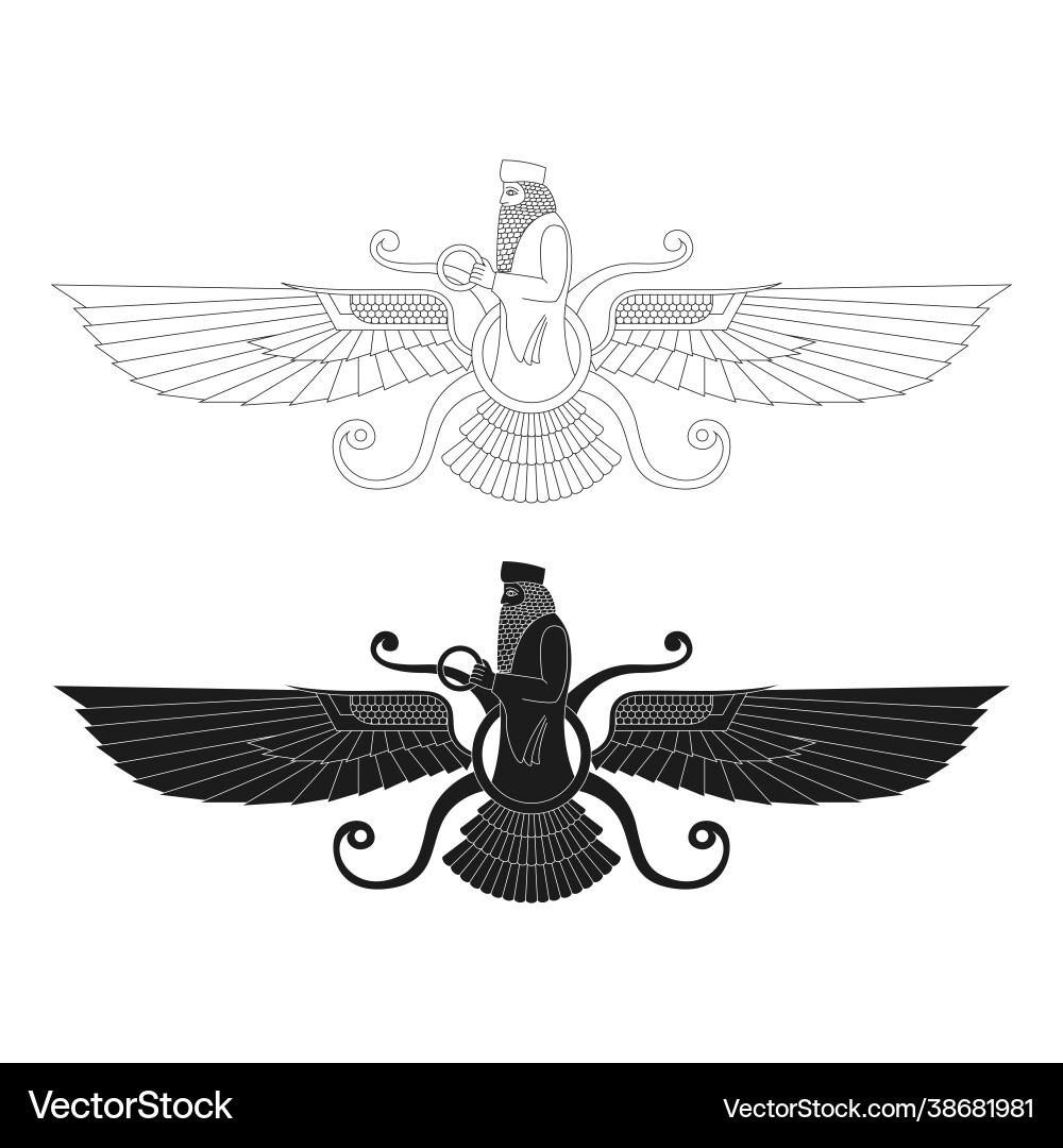 Ancient sumerian symbol faravahar Royalty Free Vector Image