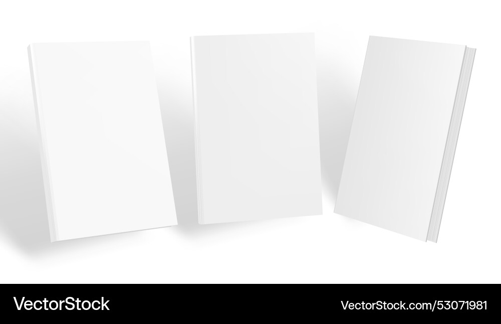 Blank white book cover with shadows for branding Vector Image