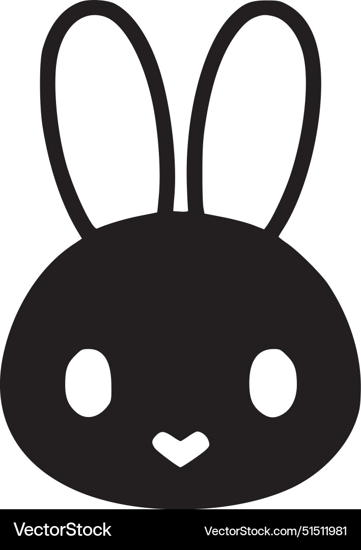 Bunny face - black and white Royalty Free Vector Image