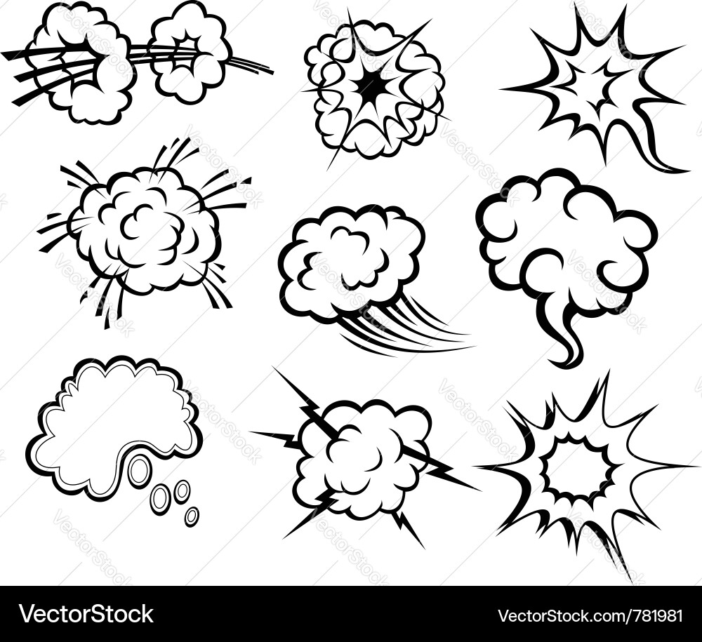 Cartoon Explosions & Speech Bubbles Royalty Free Vector