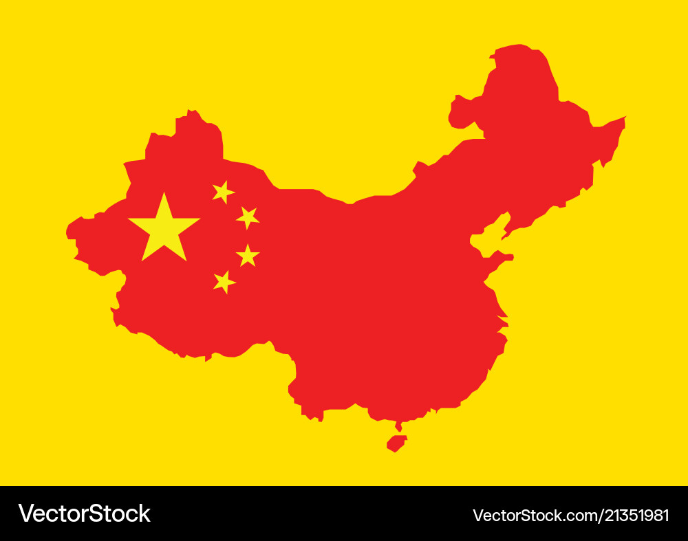 China map with flag inside Royalty Free Vector Image