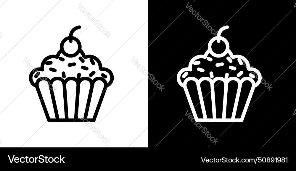 Cupcake icon set cup cake dessert muffin symbol Vector Image