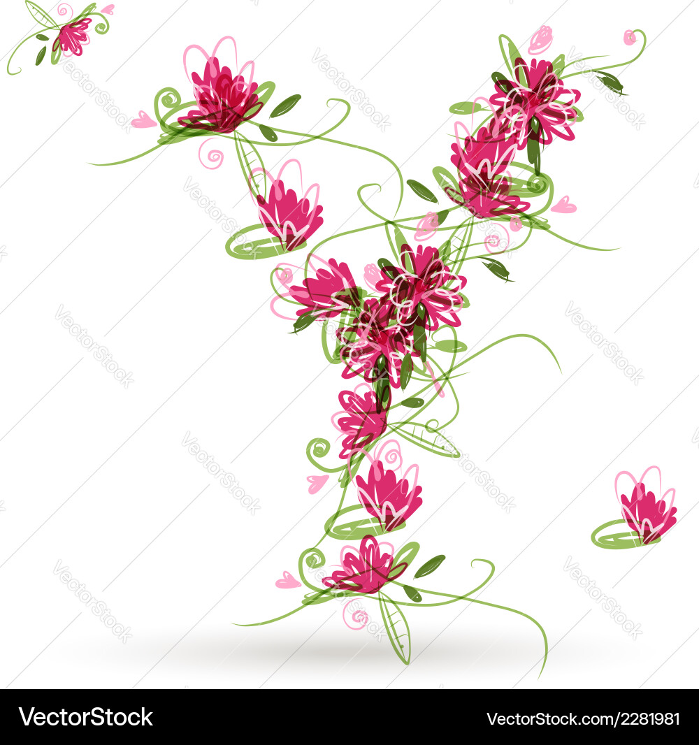 Floral letter y for your design Royalty Free Vector Image