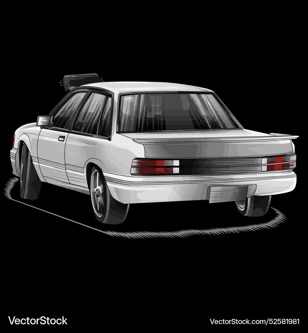 Grey drag racing car with white strip Royalty Free Vector