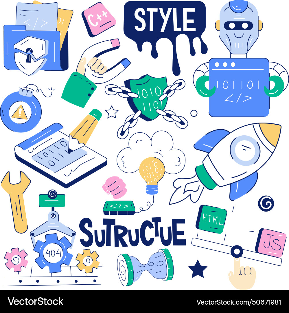Programming Pattern Depicting Software Coding Web Vector Image