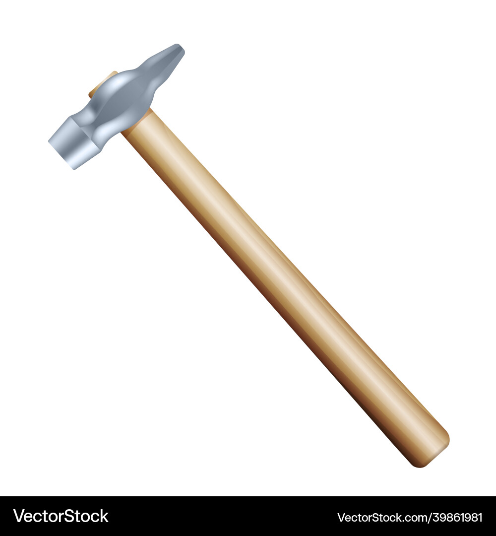 Realistic hammer with wooden handle isolated Vector Image