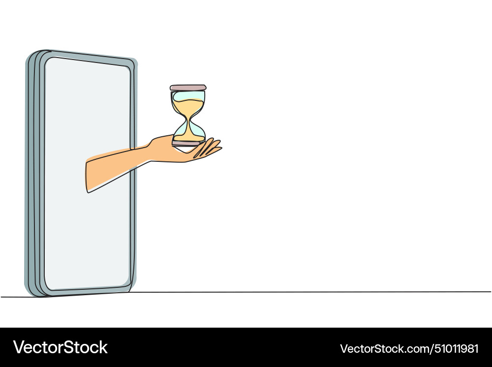 Single one line drawing hand coming out from Vector Image