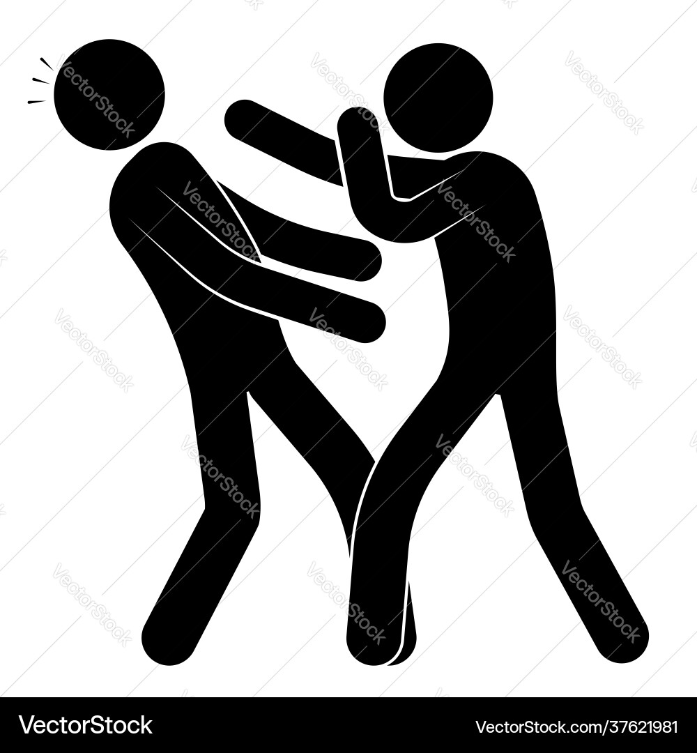 Stick man boxer beats punch to head opponent Vector Image