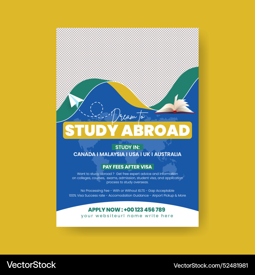 Study abroad print flyer or poster template Vector Image