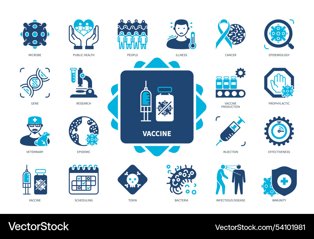Vaccine solid icon set Royalty Free Vector Image