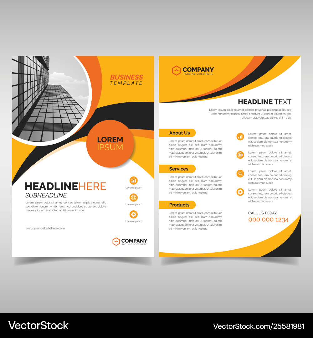 Yellow and black business flyer template Vector Image