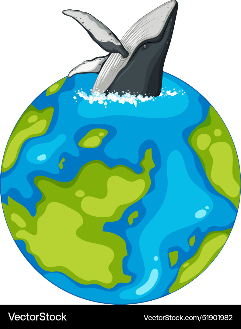 A whale breaching from the earths surface Vector Image