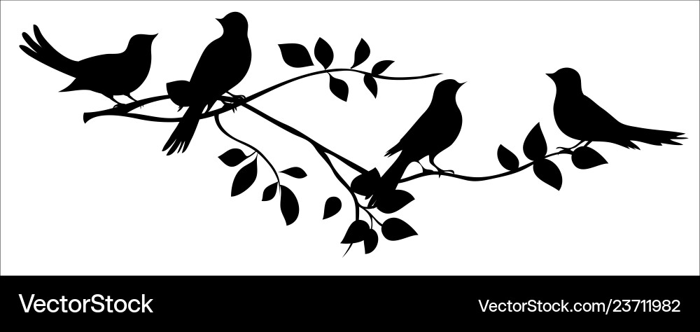 Birds on a tree branch Royalty Free Vector Image