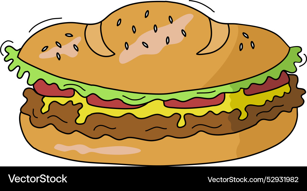 Cartoon sandwich with lettuce and sauce Royalty Free Vector