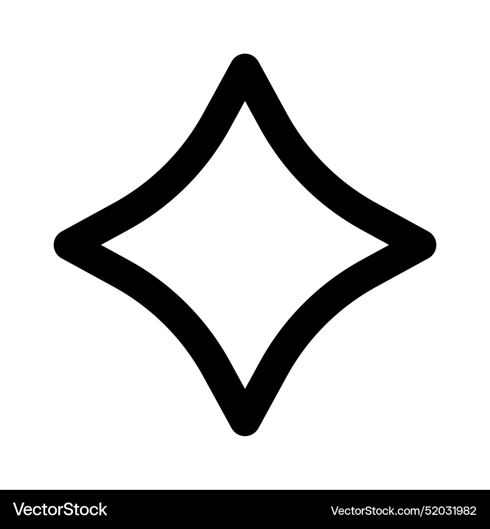 Diamond star linear logo mark in black and white Vector Image