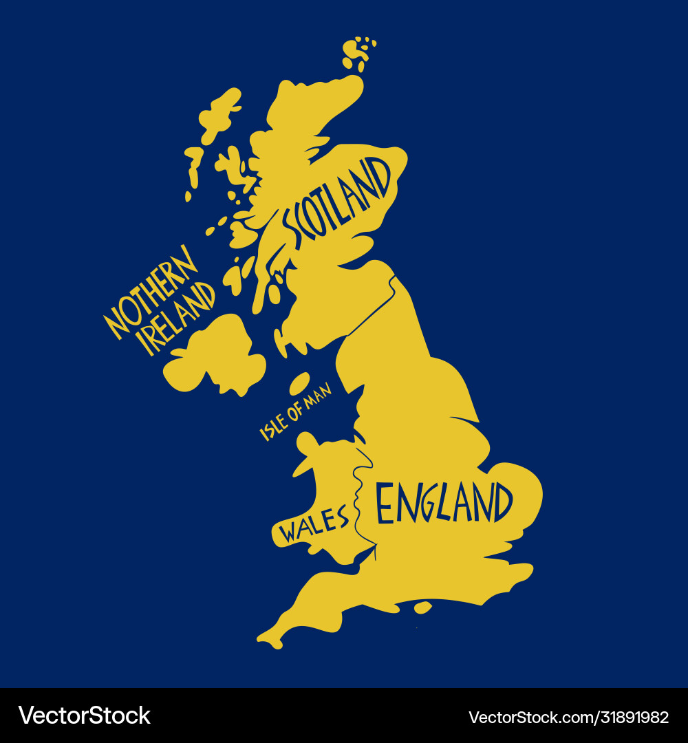Hand drawn stylized map united kingdom Royalty Free Vector