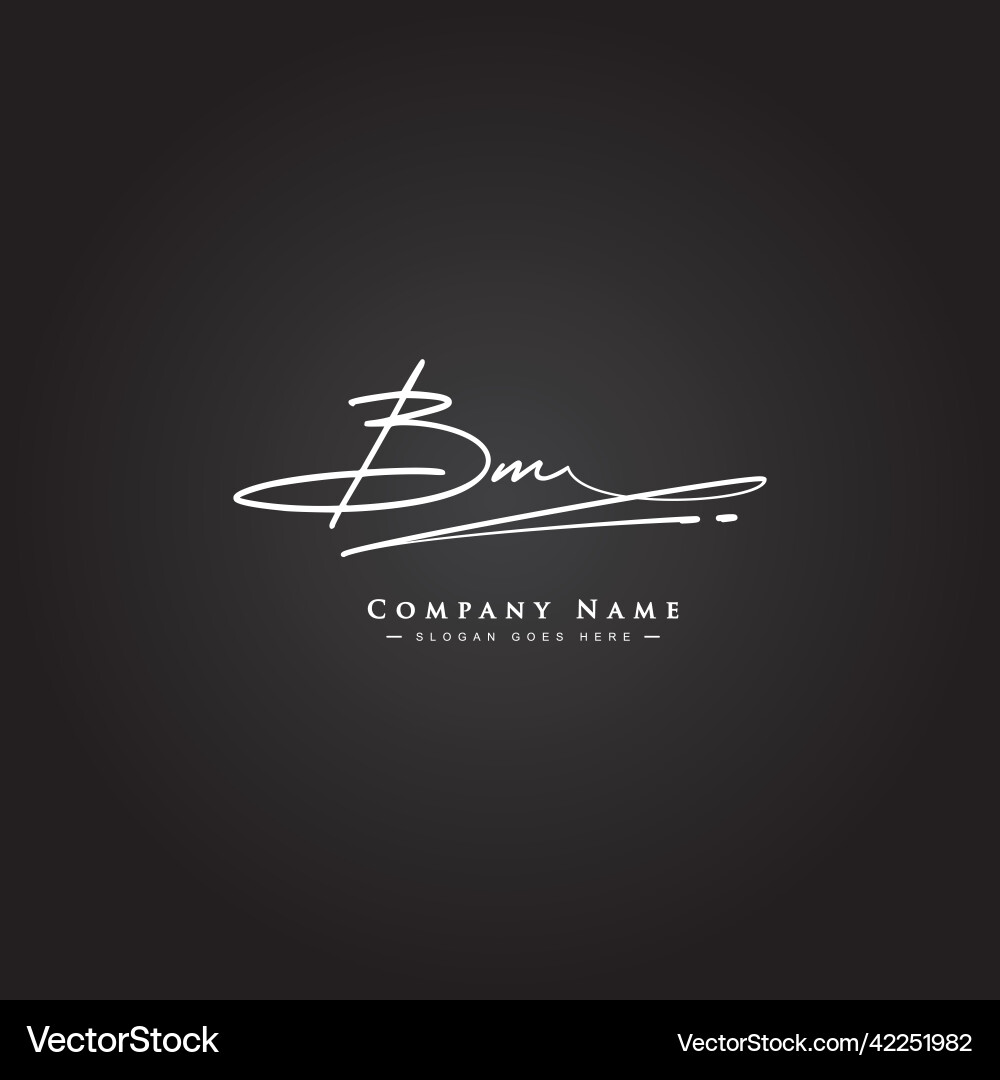 Initial letter bm logo - hand drawn signature Vector Image