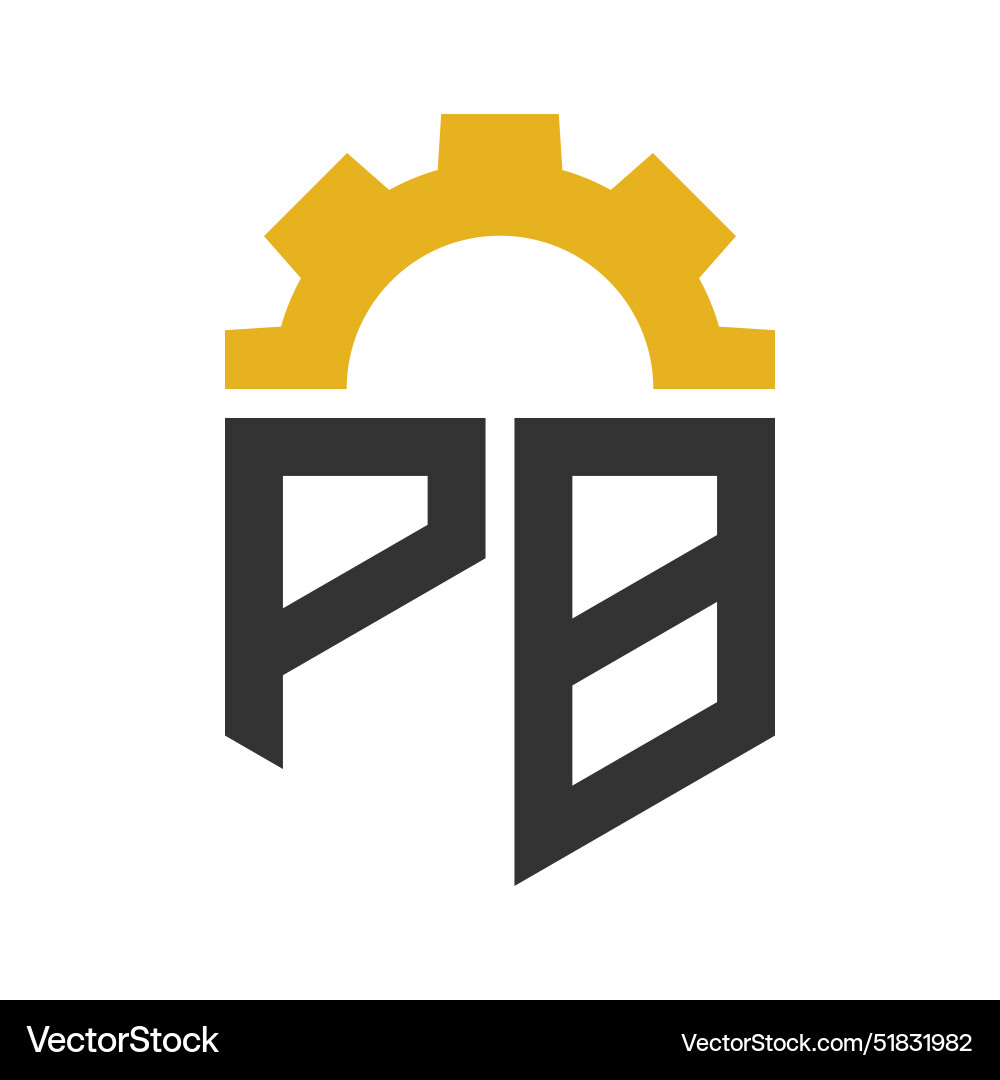 Letter pb gear logo design for service center Vector Image
