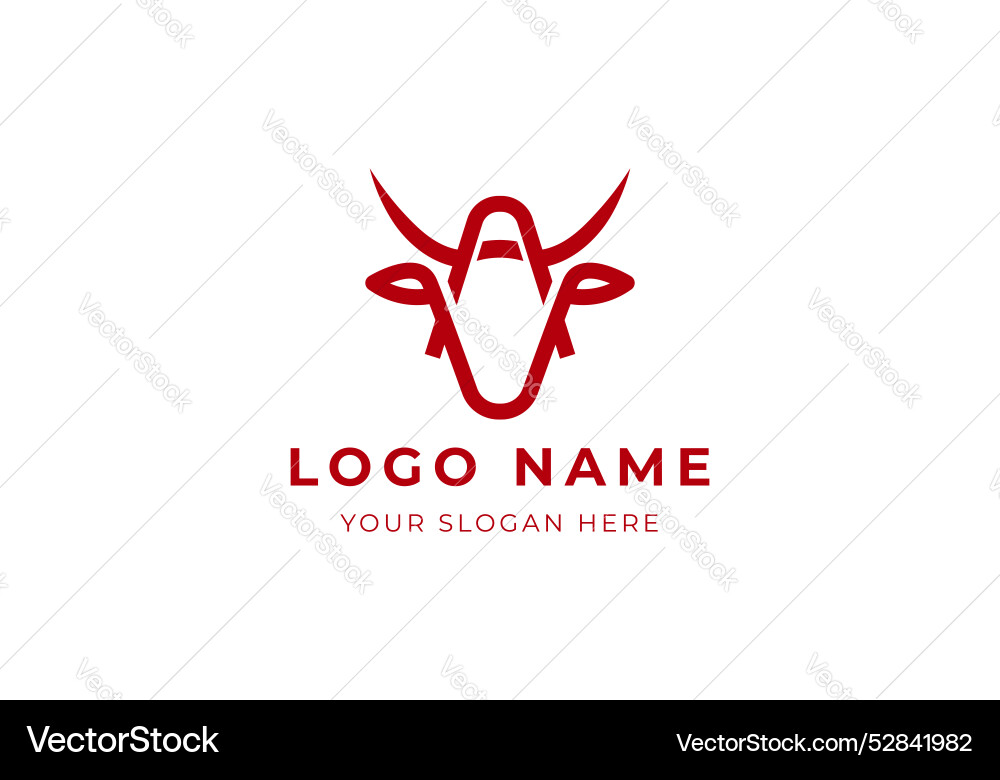 Logo cow head and horn with initial letter Vector Image
