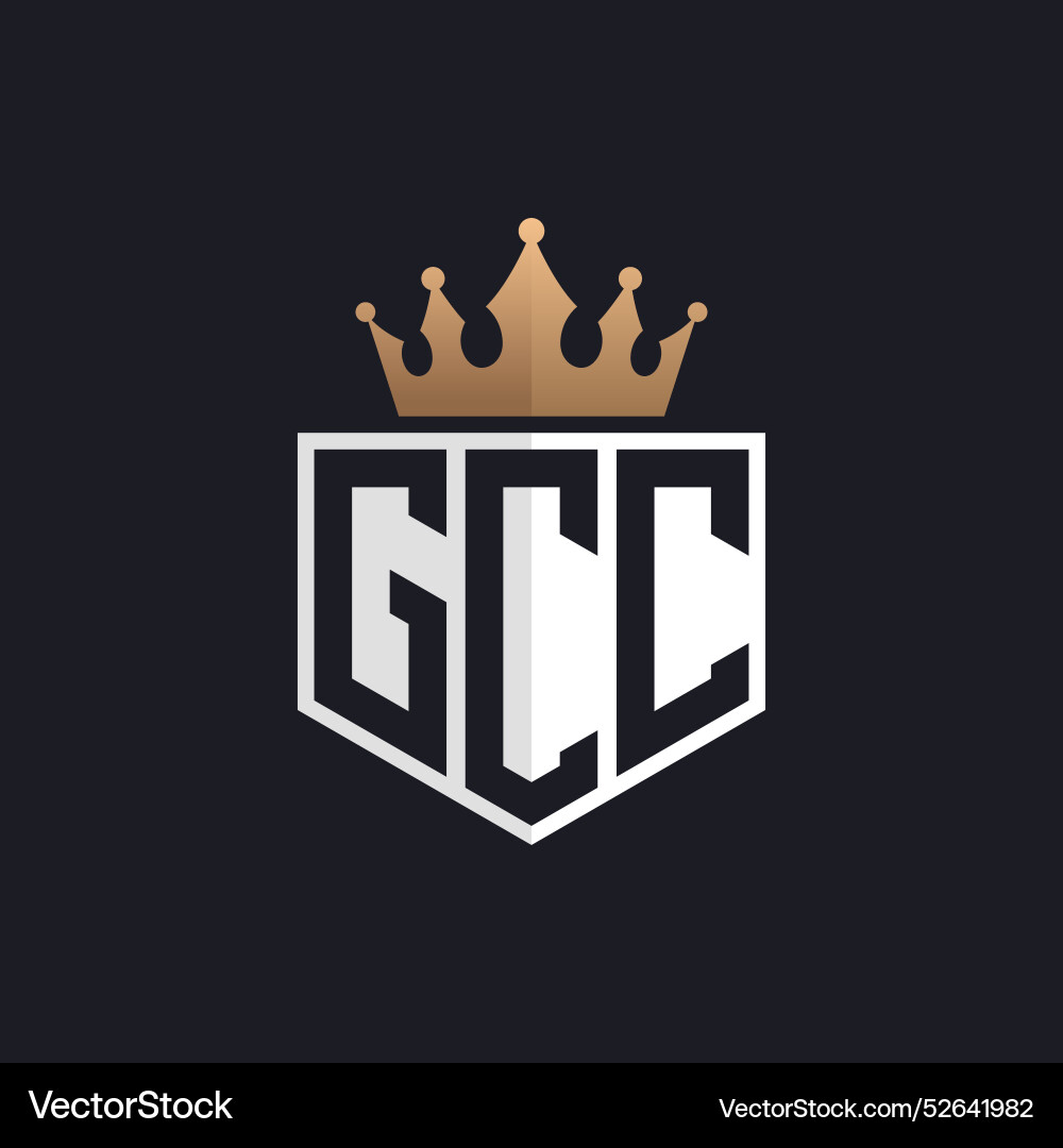 Luxury gcc logo with crown elegant initials Vector Image