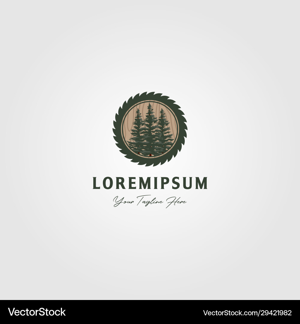 Pine tree grinding logo vintage design Royalty Free Vector