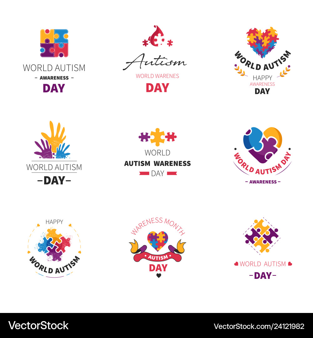 World autism day isolated icon puzzle and hands Vector Image