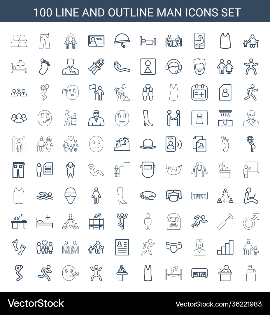 100 man icons Royalty Free Vector Image - VectorStock