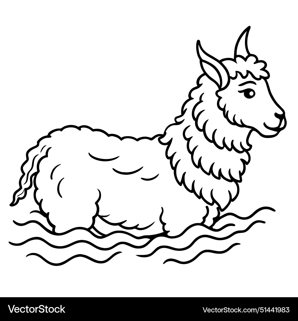 Angora goat swims icon Royalty Free Vector Image