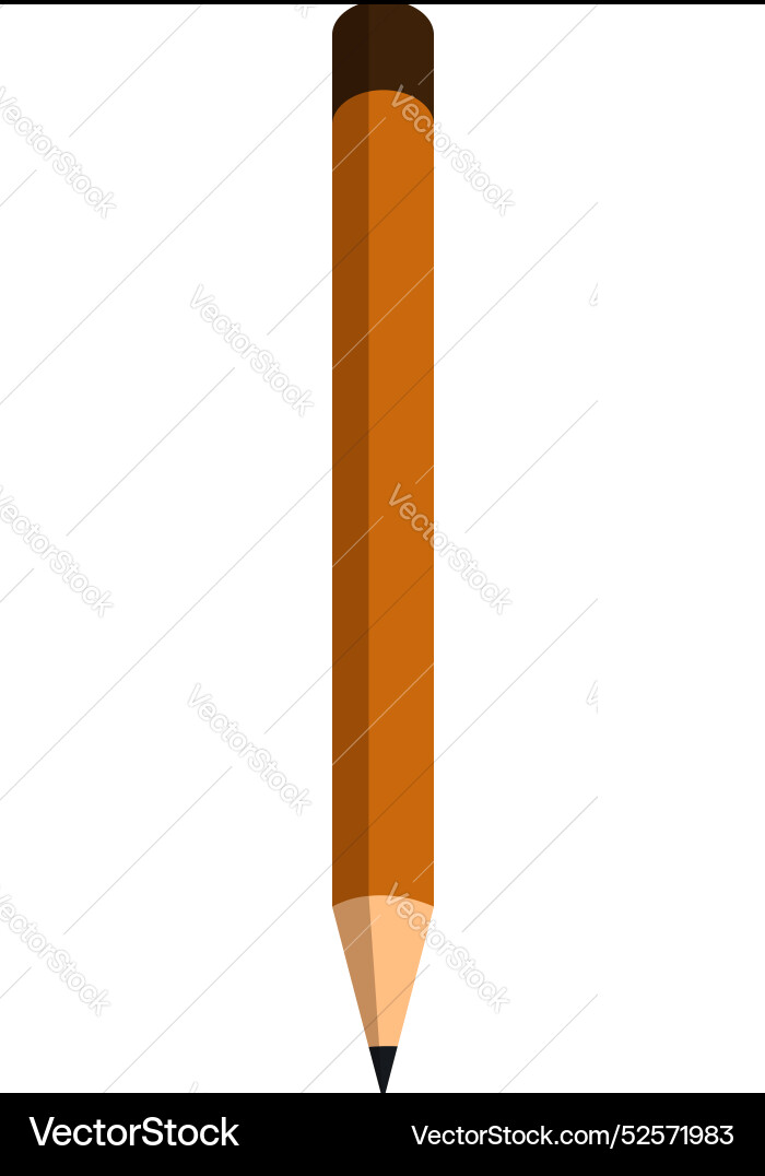 Classic orange pencil pointing downward on white Vector Image