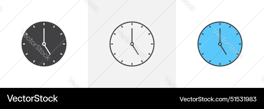 Clock-five icon set 5 am or pm symbol five pm Vector Image