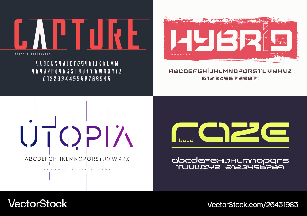 Collection various trendy fonts Royalty Free Vector Image