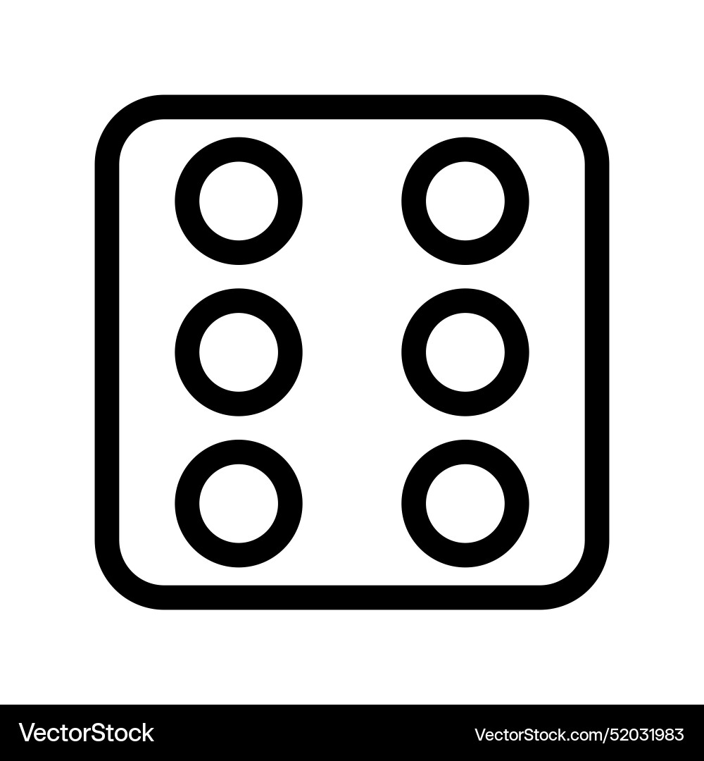 Dice six linear logo mark in black and white Vector Image
