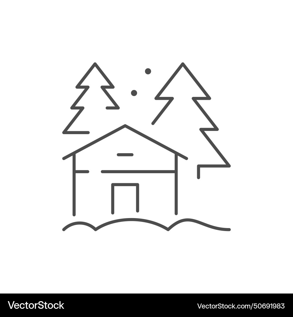 House in forest line icon Royalty Free Vector Image