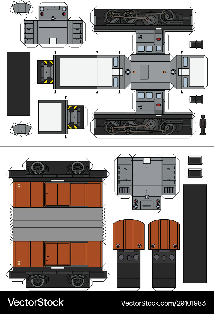Paper model an old diesel train Royalty Free Vector Image