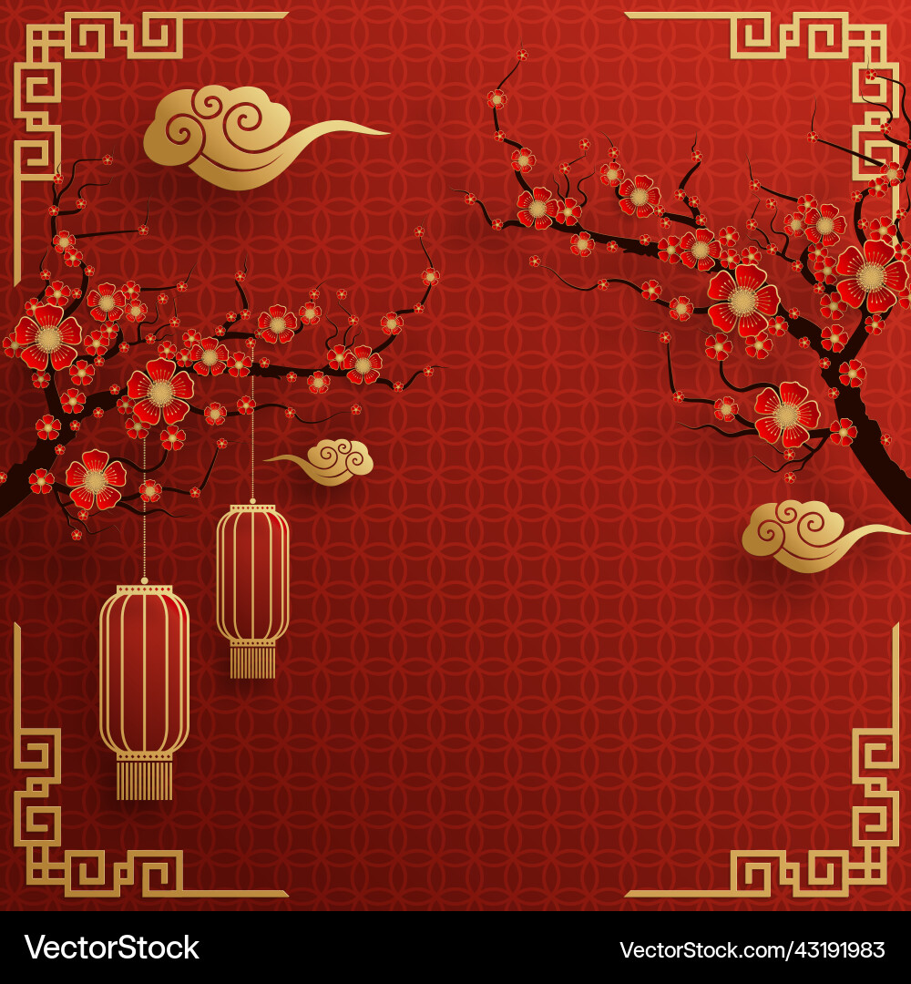 Red and Gold Chinese Frame Background Royalty Free Vector